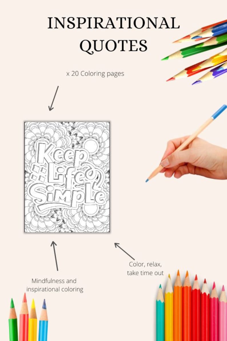 Inspirational Quotes Coloring Pages, Mindfulness Coloring, Inspiring ...