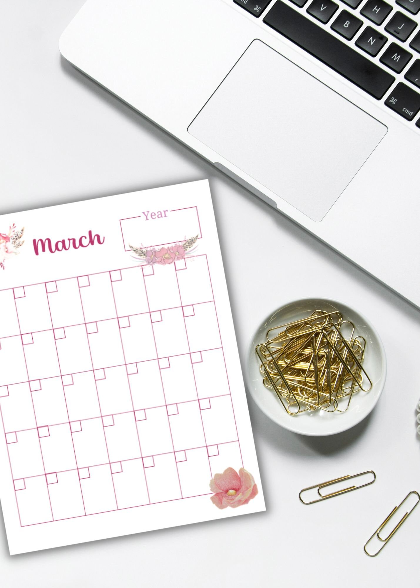 Undated Monthly Planner, Undated Calendar, Pastel Floral Planner ...