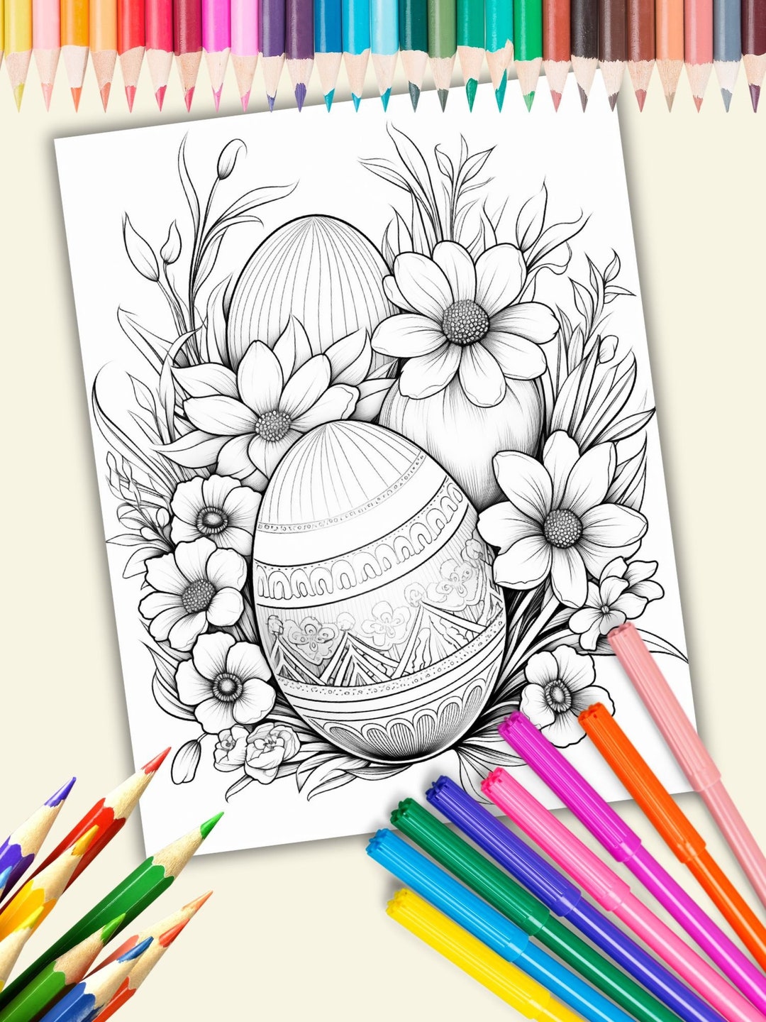 Easter Egg Coloring Pages, Floral Mandala Art (PDF Download) - Etsy