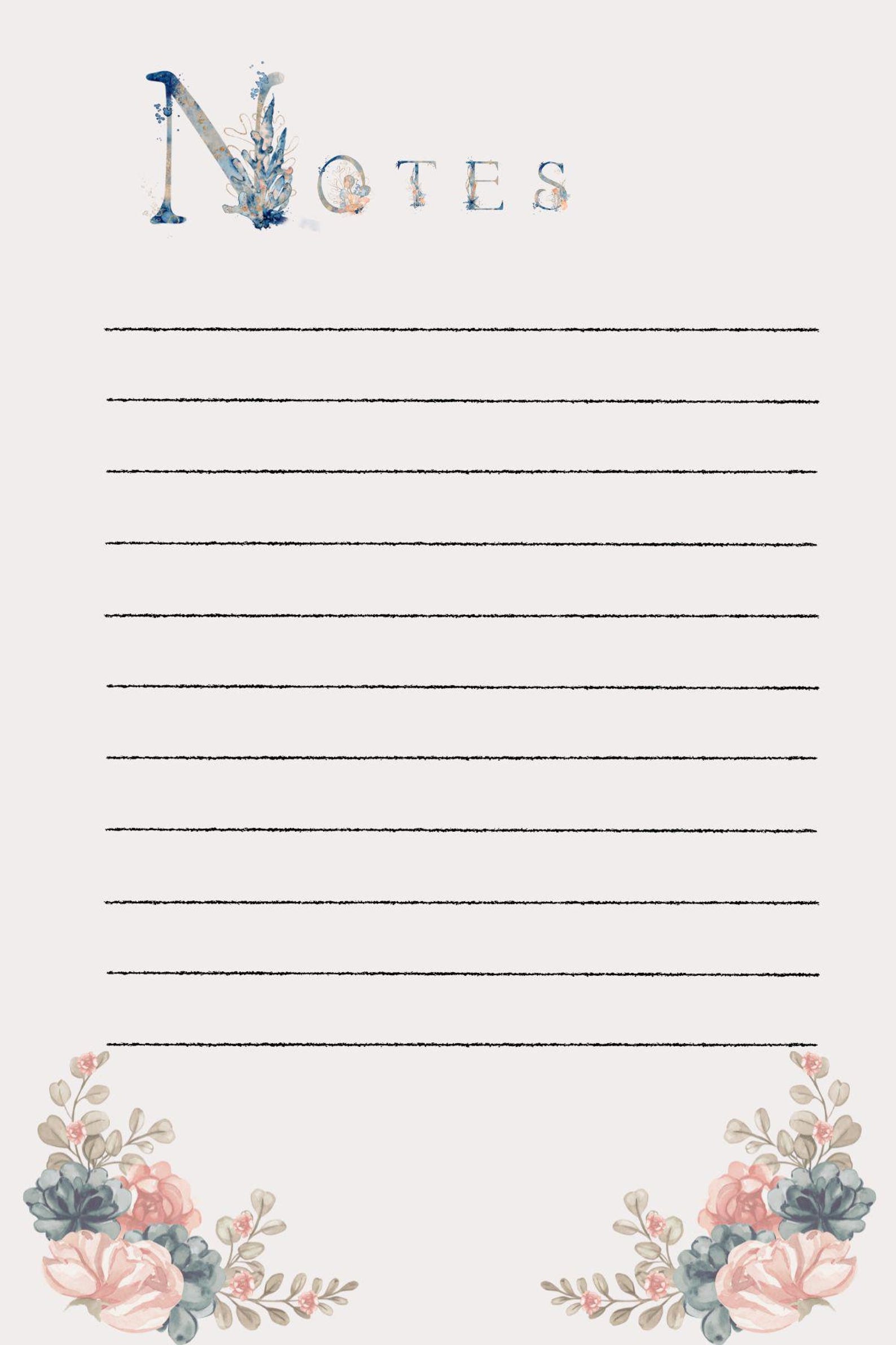 Editable Note Paper, PDF, Pretty Printable Notes. Stationary. Writing ...