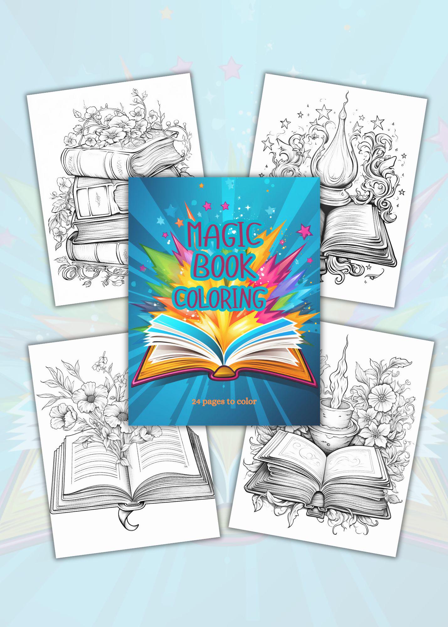Magic Book Coloring Pages, Magical Coloring for Adults & Teens, 24 ...