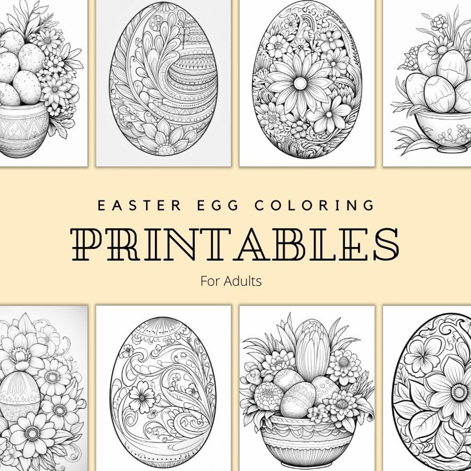 Easter Egg Coloring Pages, Floral Mandala Art (PDF Download) - Etsy