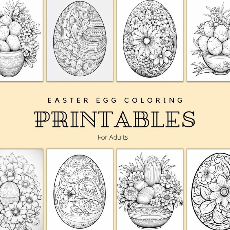 Easter Egg Coloring Printables for Adults. 24 Easter Egg Theme Coloring ...