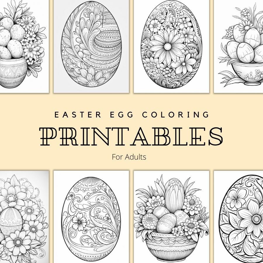 Easter Egg Coloring Pages, Floral Mandala Art (PDF Download) - Etsy ...