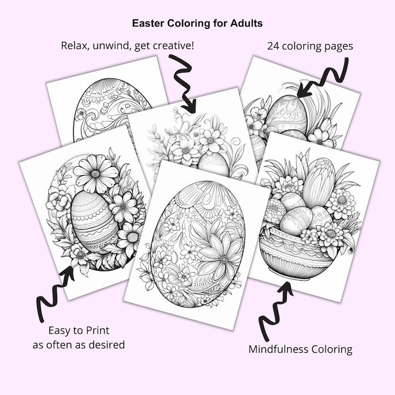 Easter Egg Coloring Printables for Adults. 24 Easter Egg Theme Coloring ...