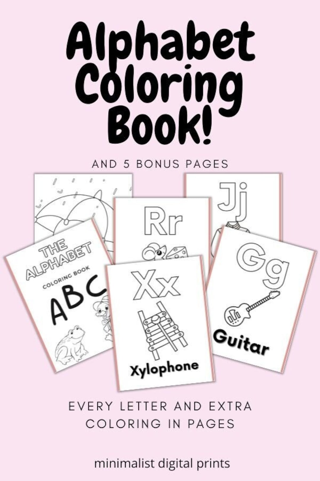 Alphabet Coloring Book ABC Coloring in Pages Bonus Coloring - Etsy