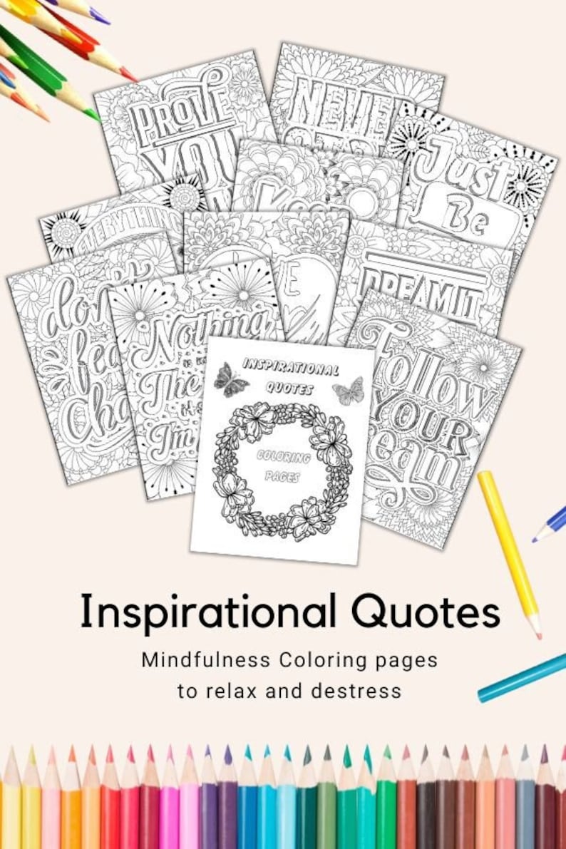 Inspirational Quotes Coloring Pages, Mindfulness Coloring, Inspiring ...