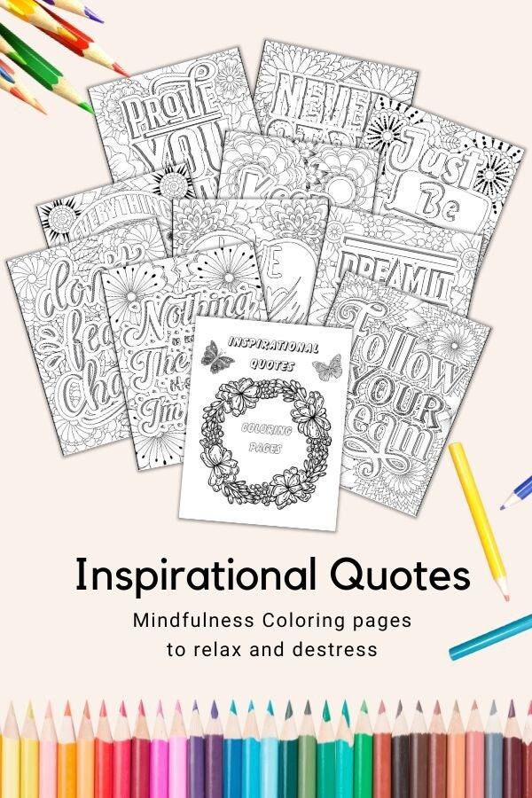 Inspirational Quotes Coloring Pages, Mindfulness Coloring, Inspiring ...