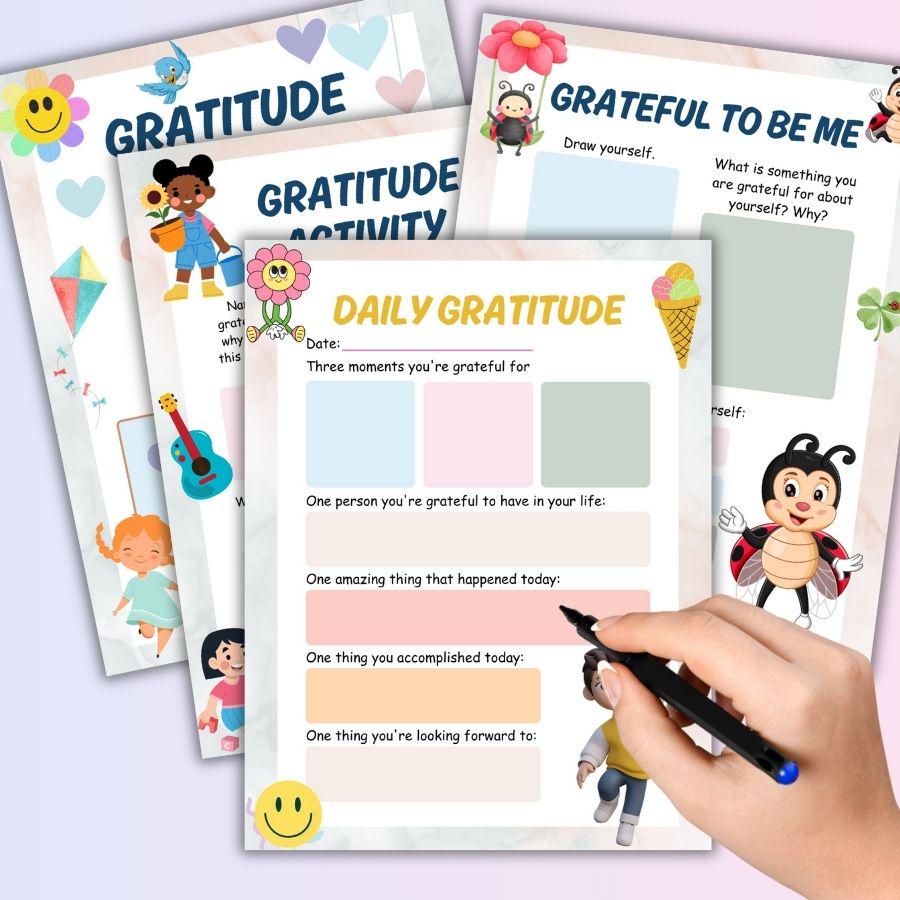 Kids Gratitude Journal: Printable Daily Positive Mindset Diary (PDF ...