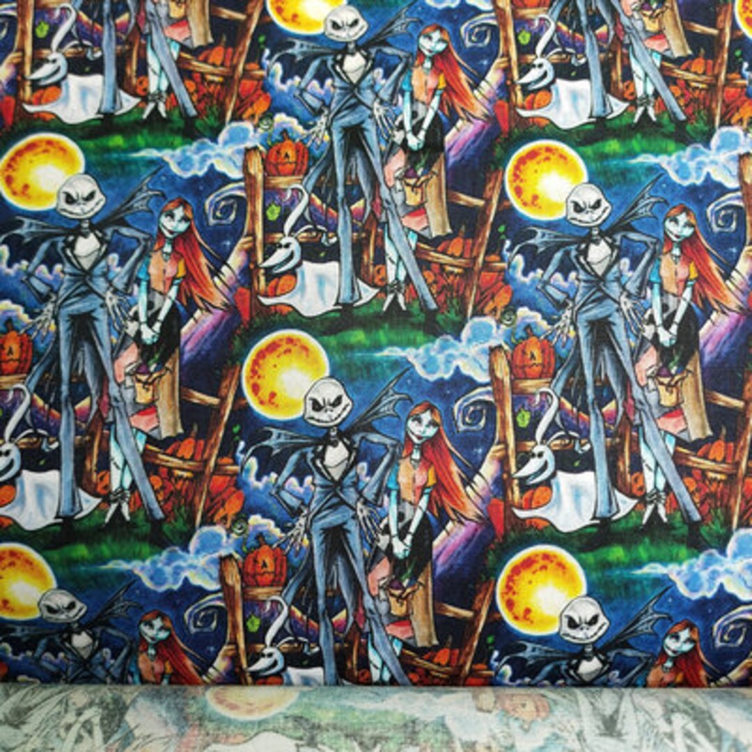 The Nightmare Before Christmas Fabric, Queen of Scream Hallowmas Skull ...