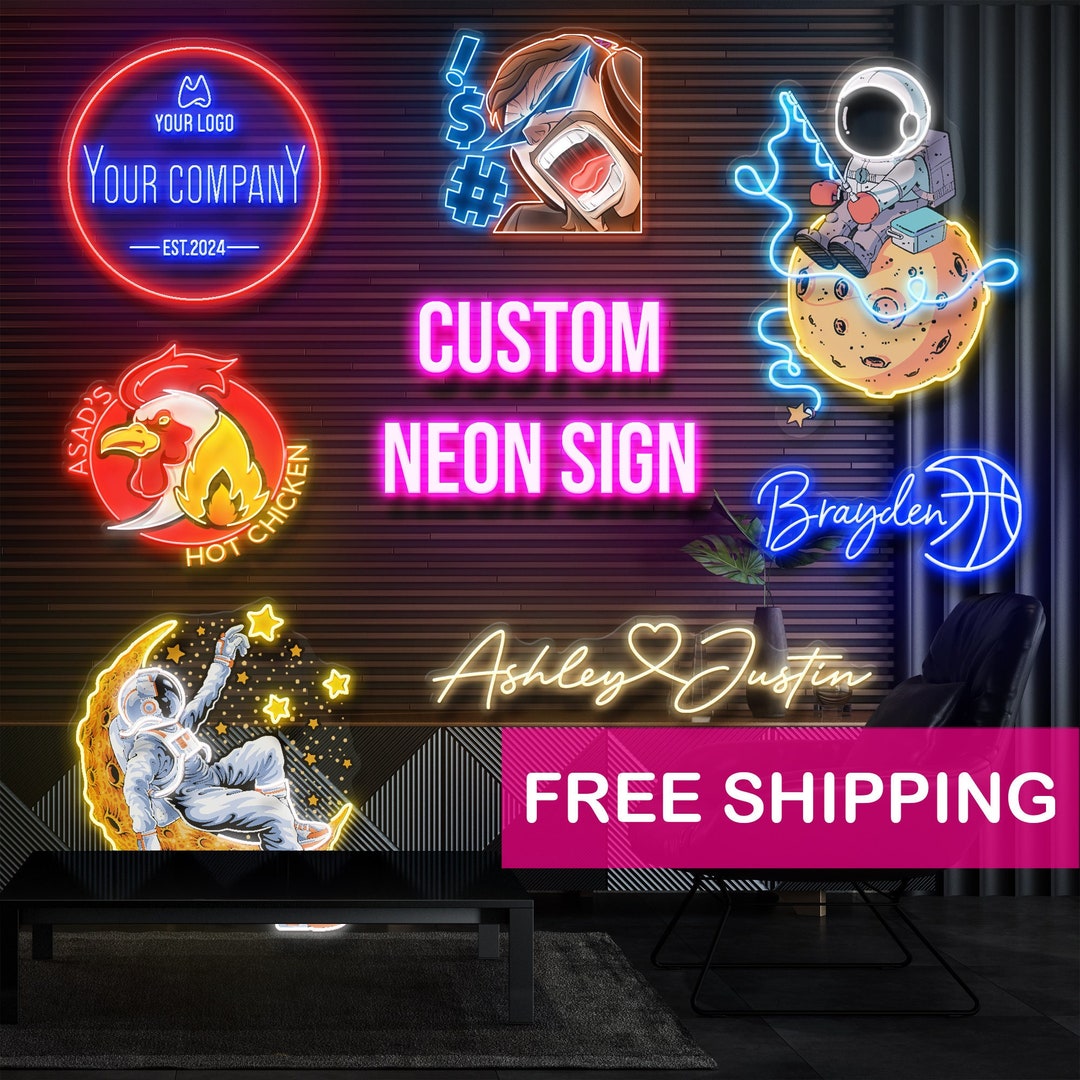 Neon Logo Sign, Business Logo Sign Light, Neon Sign Logo, Neon Sign ...