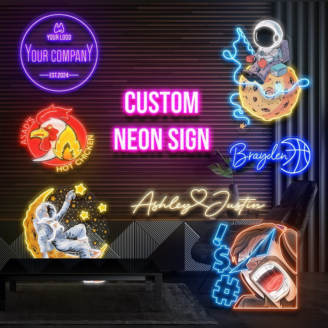Custom Neon Sign Logo, Neon Logo Sign, Business Logo Sign Light, Neon ...