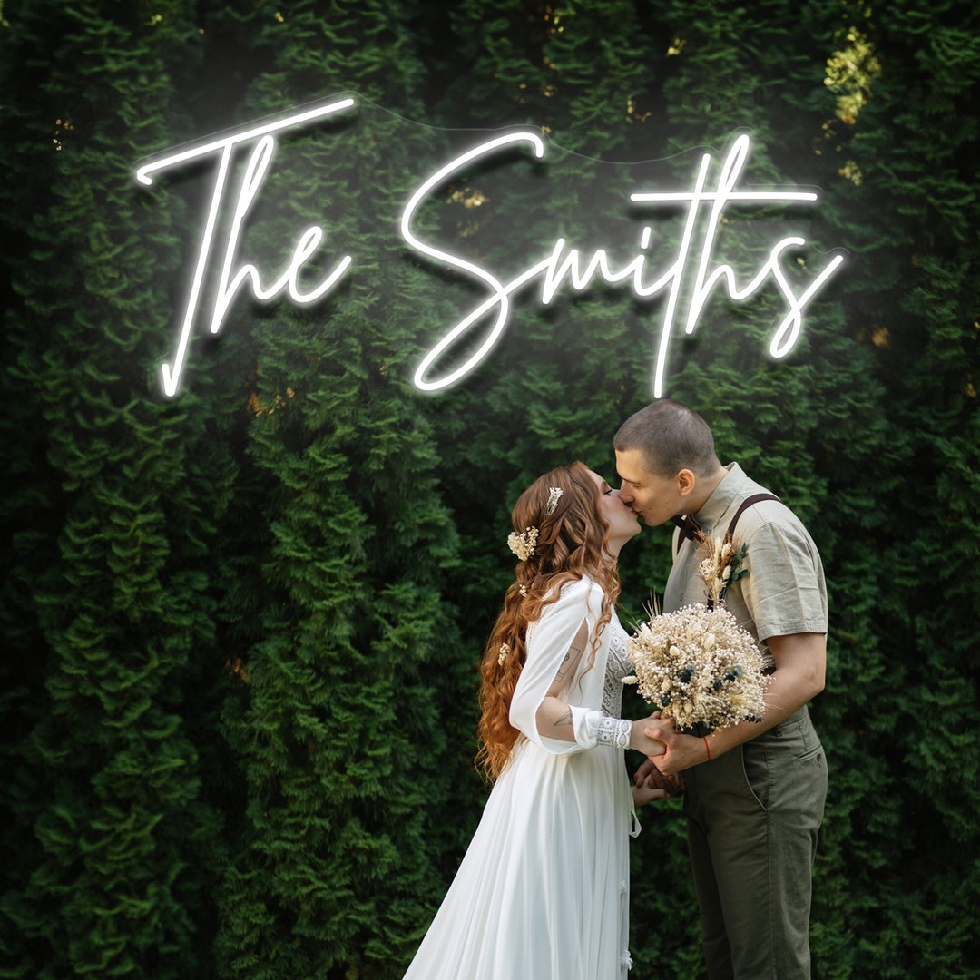 Neon Sign Wedding Light Sign, Custom Wedding Backdrop, Last Name Sign ...