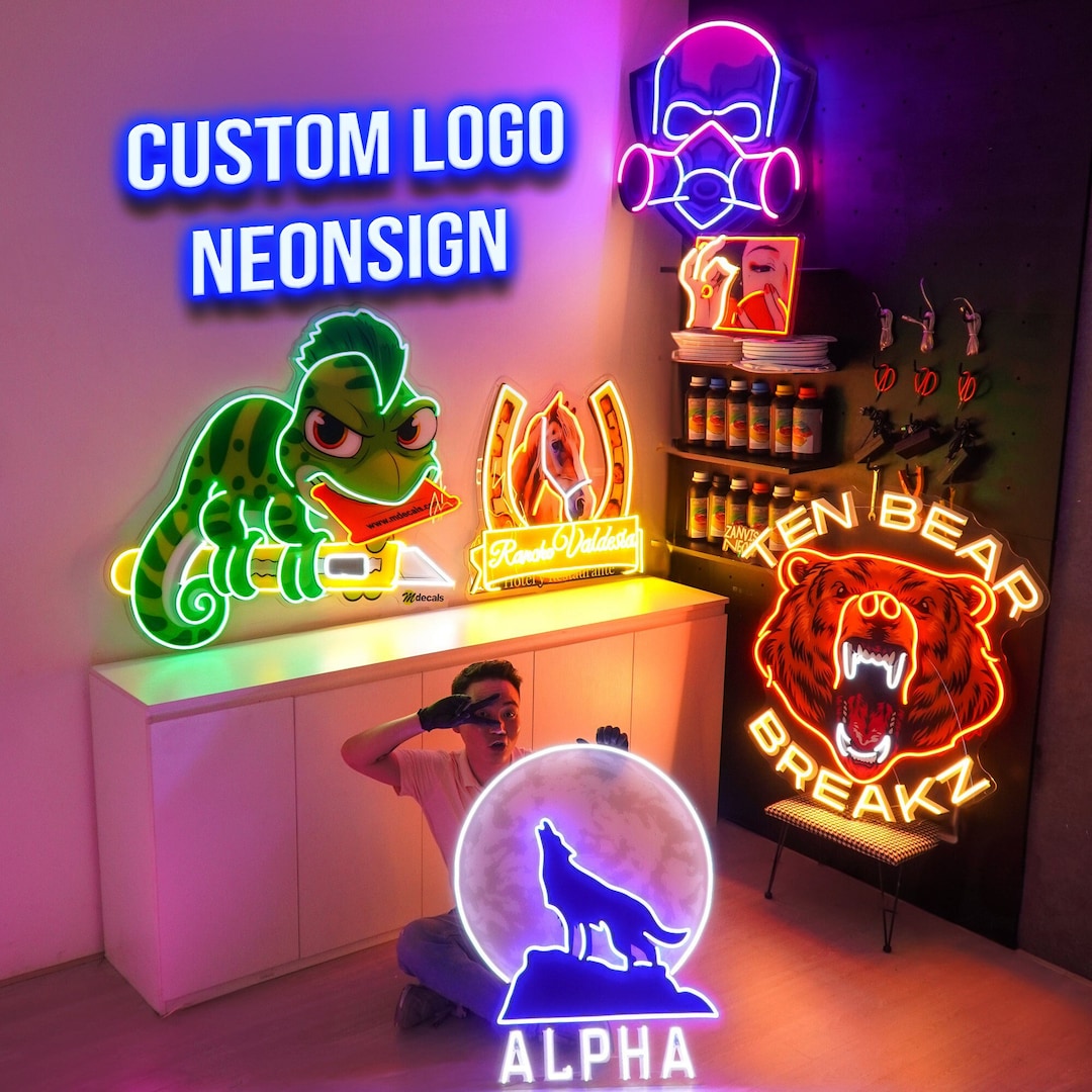 Neon Sign Logo, Neon Logo Sign, Business Logo Sign Light, Neon Sign ...