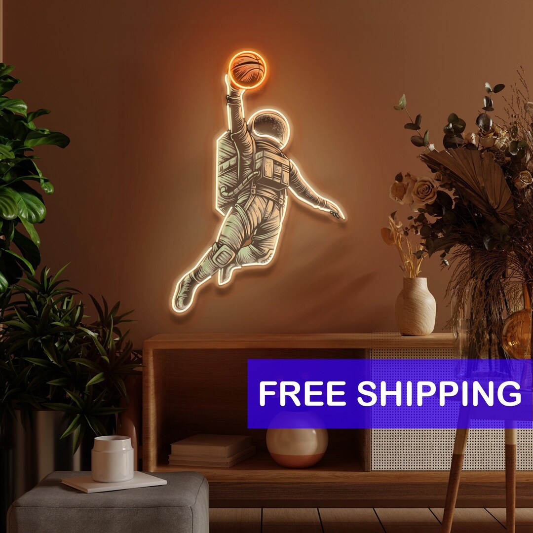 Astronaut Basket Ball Neon Sign Art, Neon Sign Custom, Custom Neon Sign ...