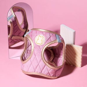 Luxury Dog Harness Made With Rose Velvet and Gold Eco Leather. Ideal ...