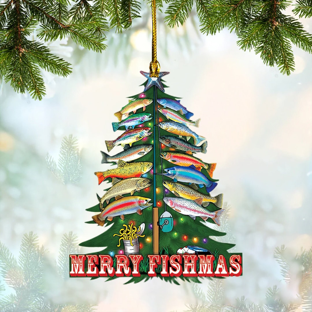 Merry Fishmas Christmas Tree Flat Acrylic Ornament Fishing - Etsy