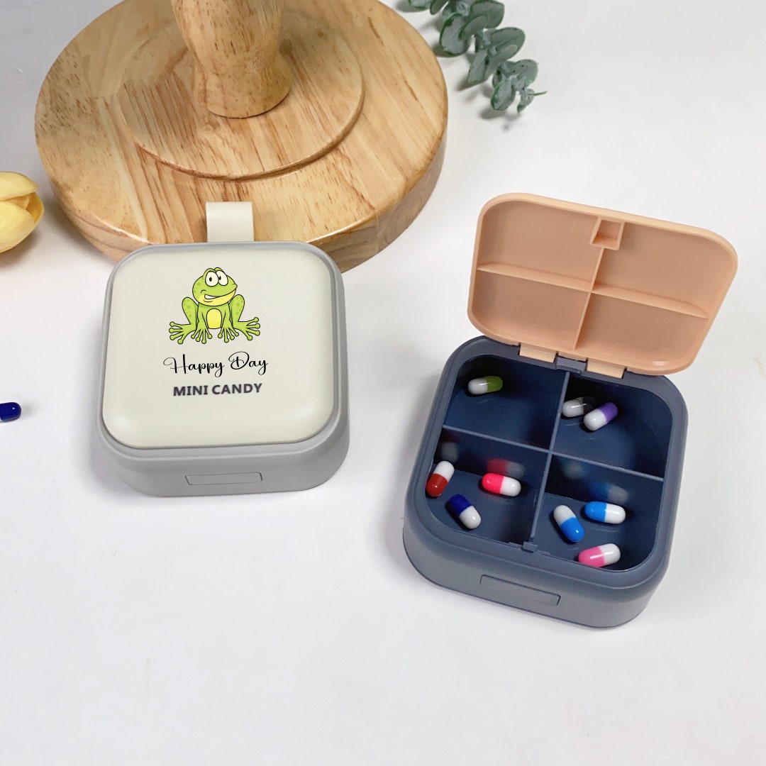 Cartoon Frog Pill Holder Container, Green Frog Pocket Pill Box, Portable Pill Case Medicine Box ...