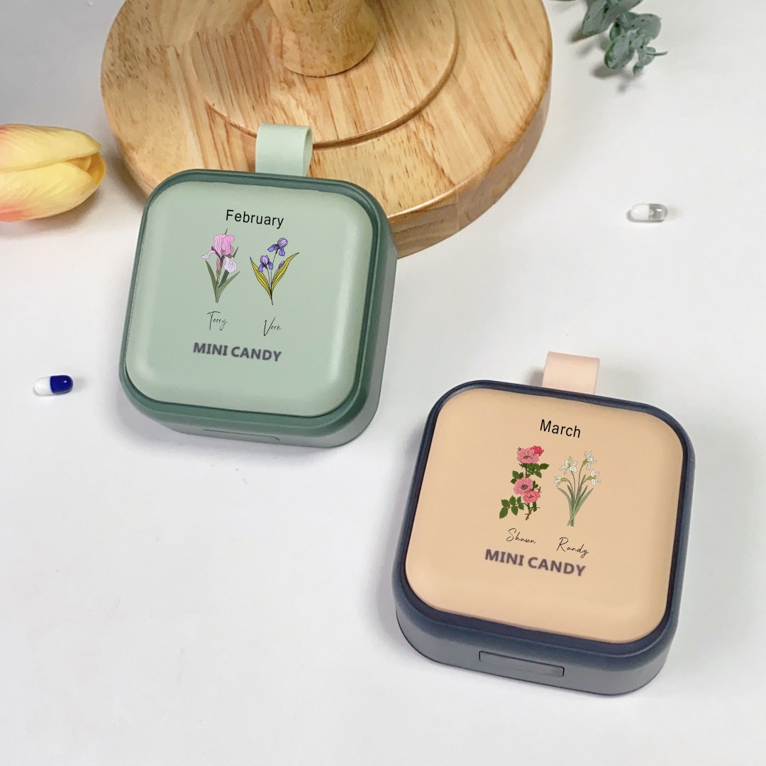 12 Month Flower Pill Holder, Birth Flower Pill Box Case, Wildflower ...