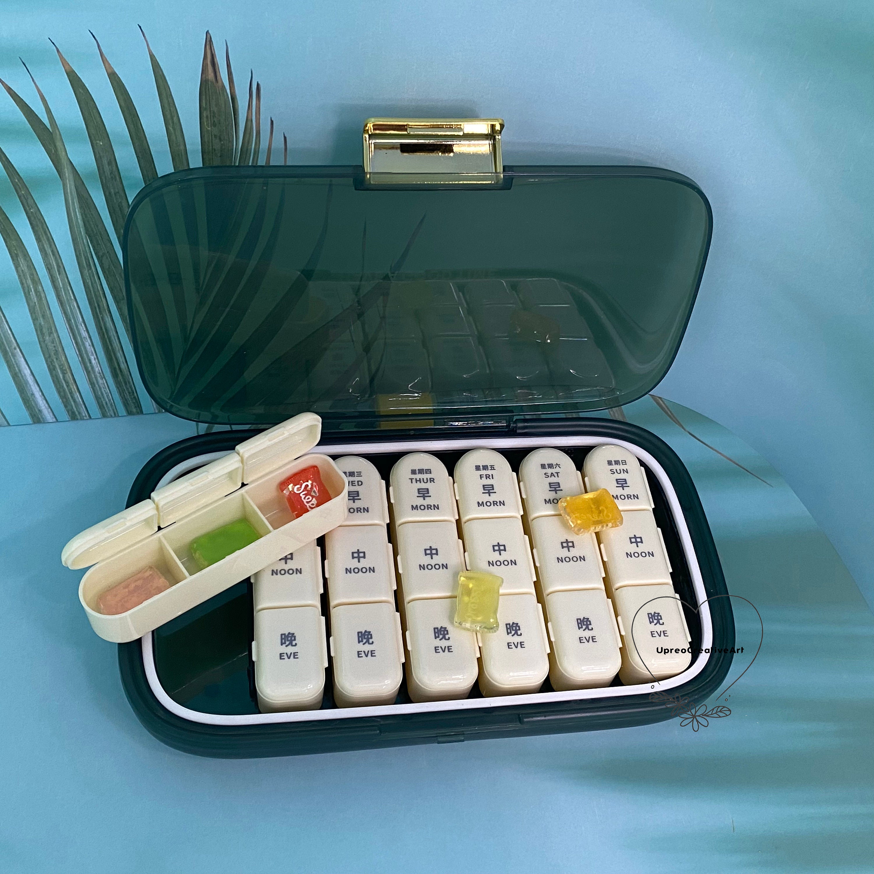 Custom Initials Pill Box, Green Pill Cases, Personalize Medicine Case ...