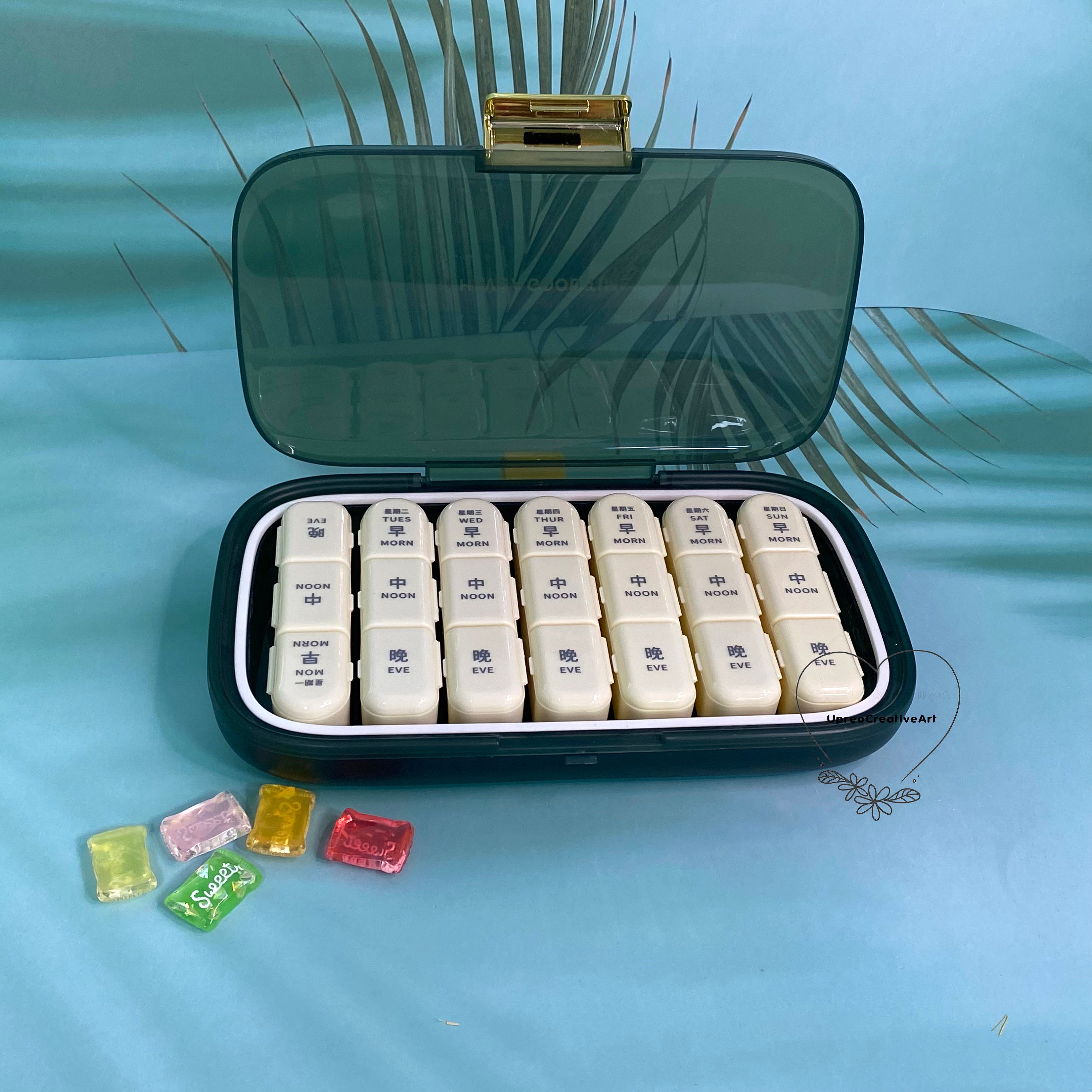 Custom Initials Pill Box, Green Pill Cases, Personalize Medicine Case ...