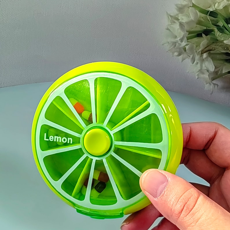 Round Green Pill Boxs, Push Button Box, Medicine Box, Daily Pill Box ...