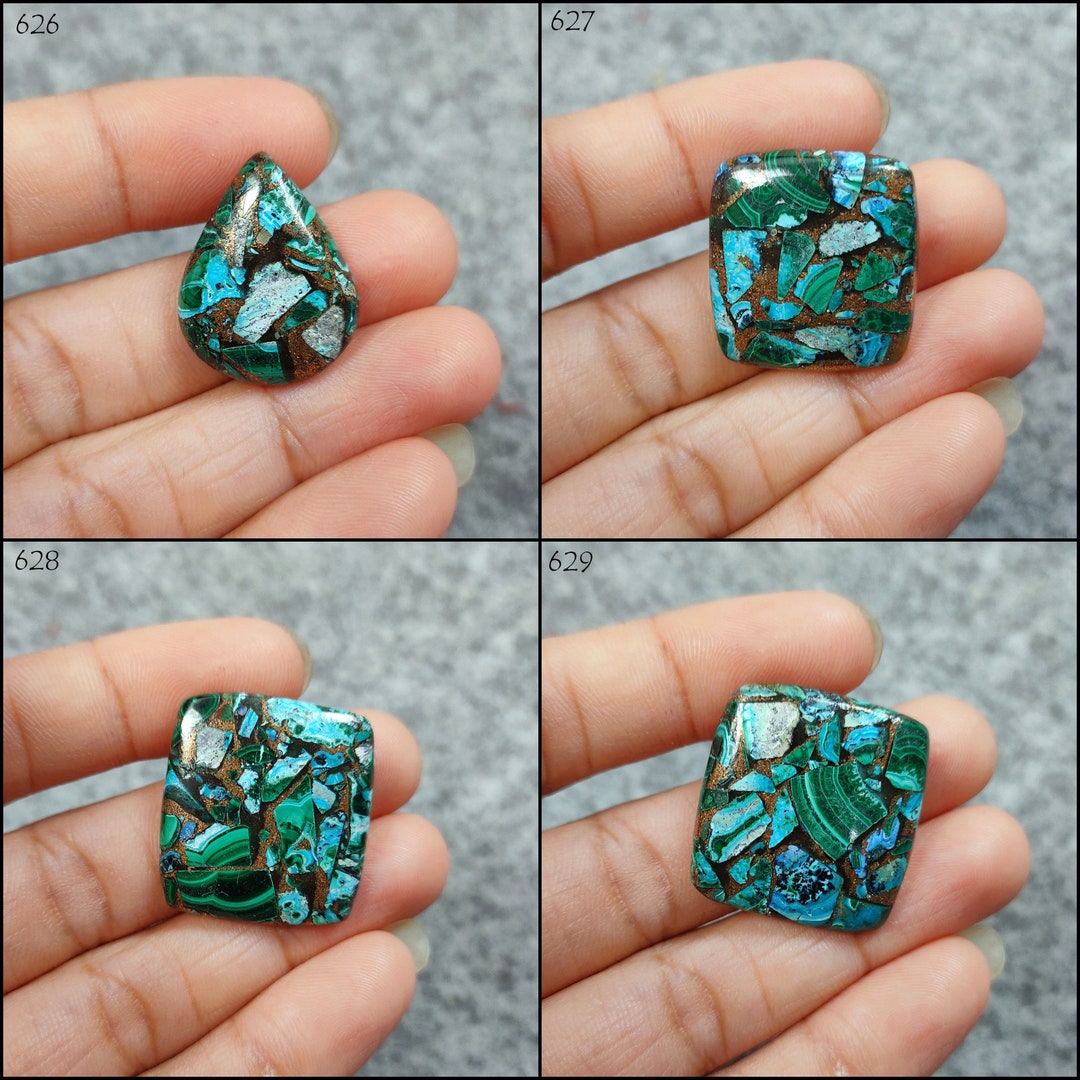 Azurite Malachite Copper, Mix Shape Smooth Gemstone, Semi Precious ...