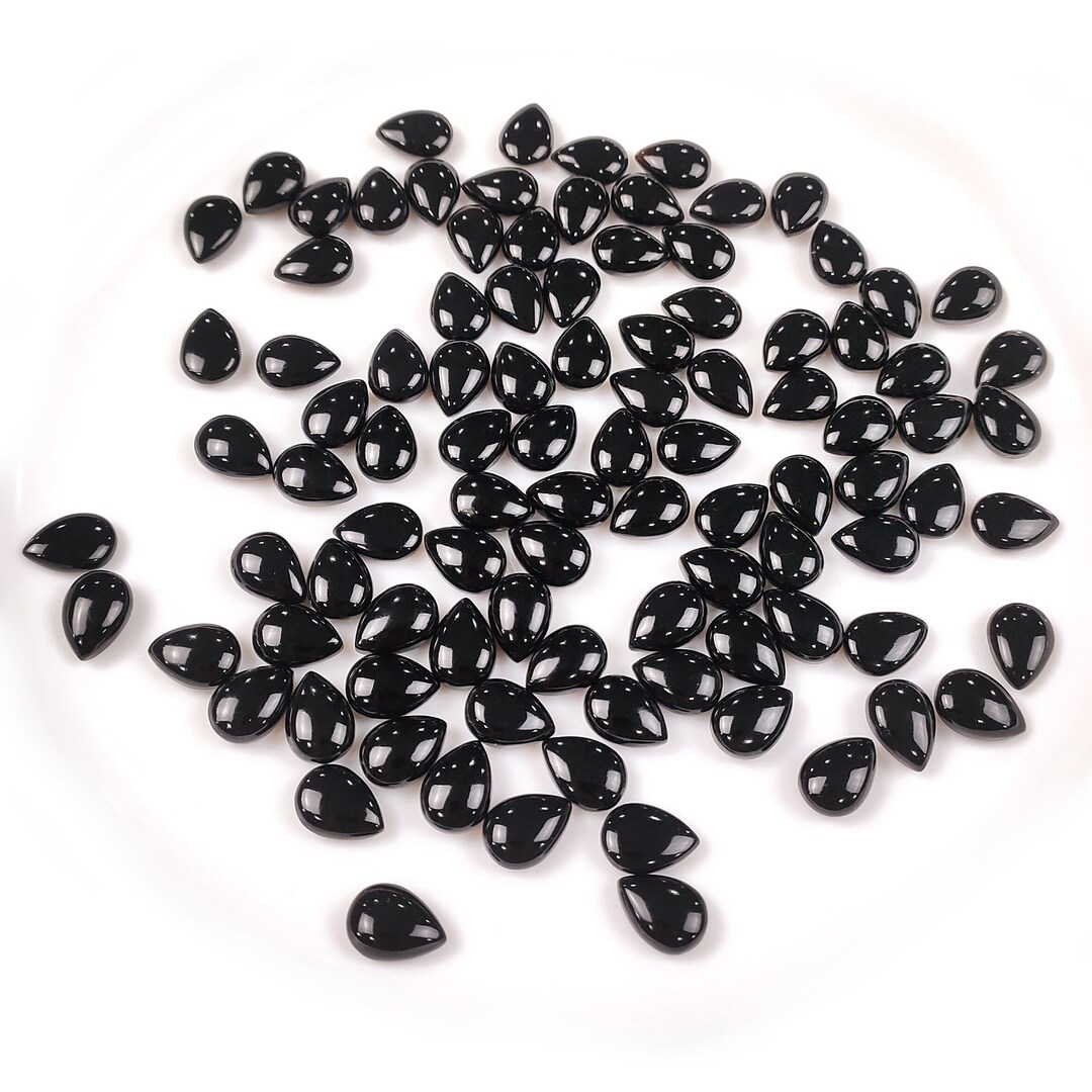 Black Onyx Pear Cabochon, Calibrated Gemstone 10x14mm for Jewelry ...