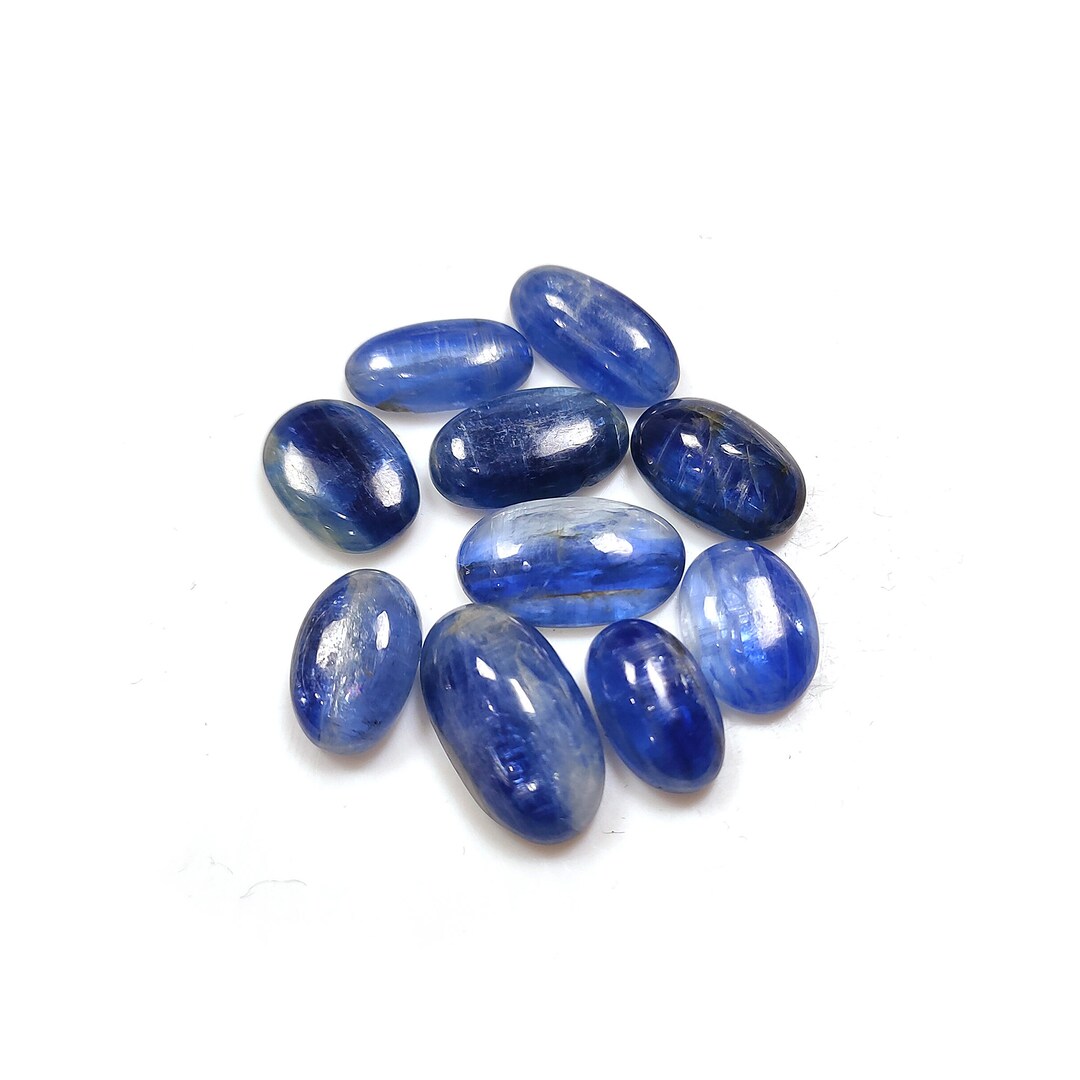 10 Pcs Natural Blue Kyanite Gemstone , Smooth Oval Kyanite Stone ...