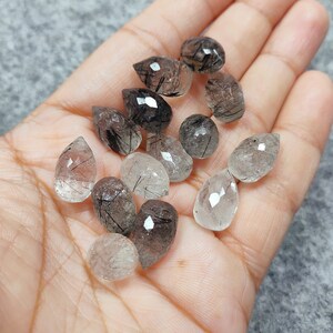 29 Pcs Natural Black Rutile Drop Shape Faceted Lot, Wholesale Gemstone ...
