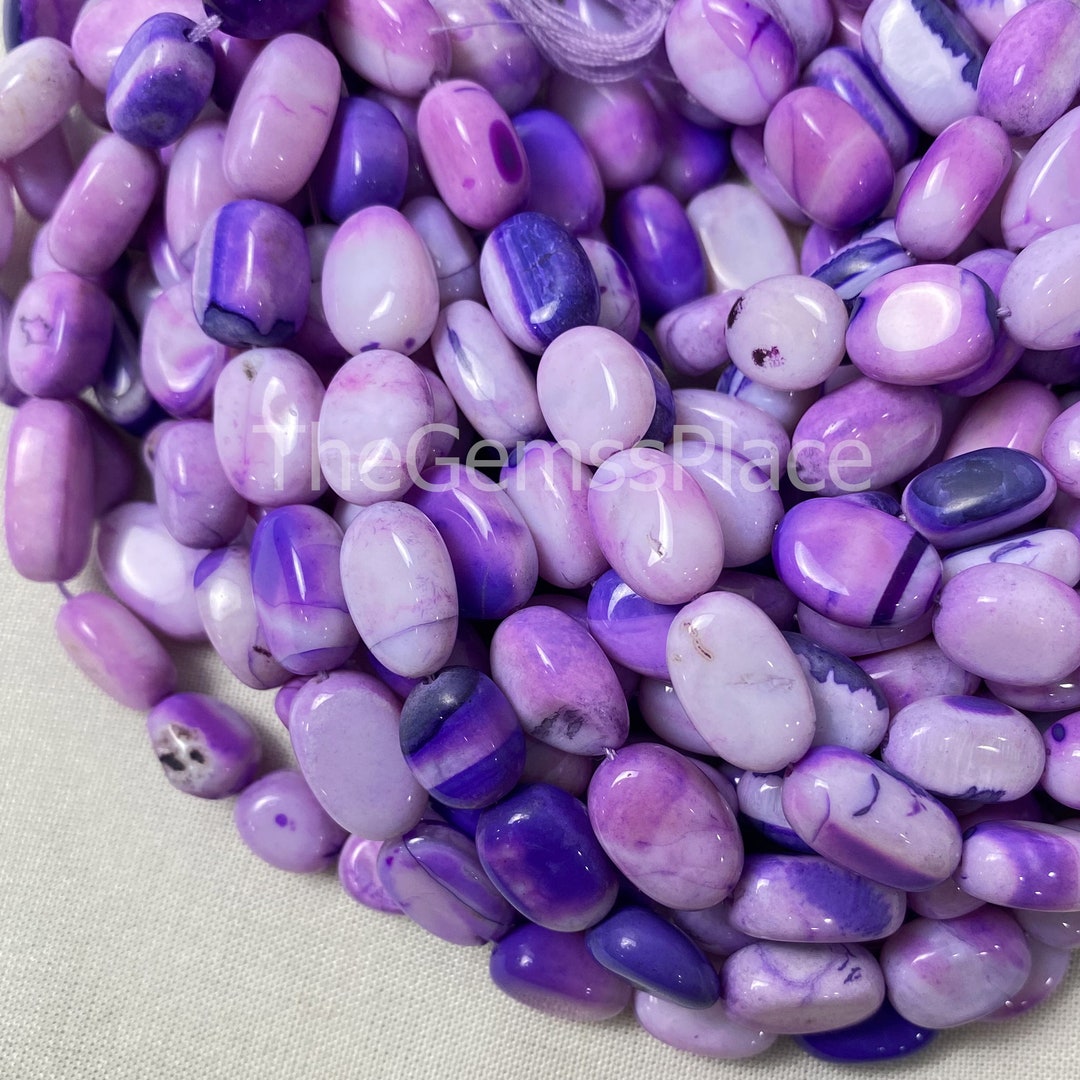 Purple Lavender Opal Smooth Nugget Shape Beads,8" Strand Opal Beads ...