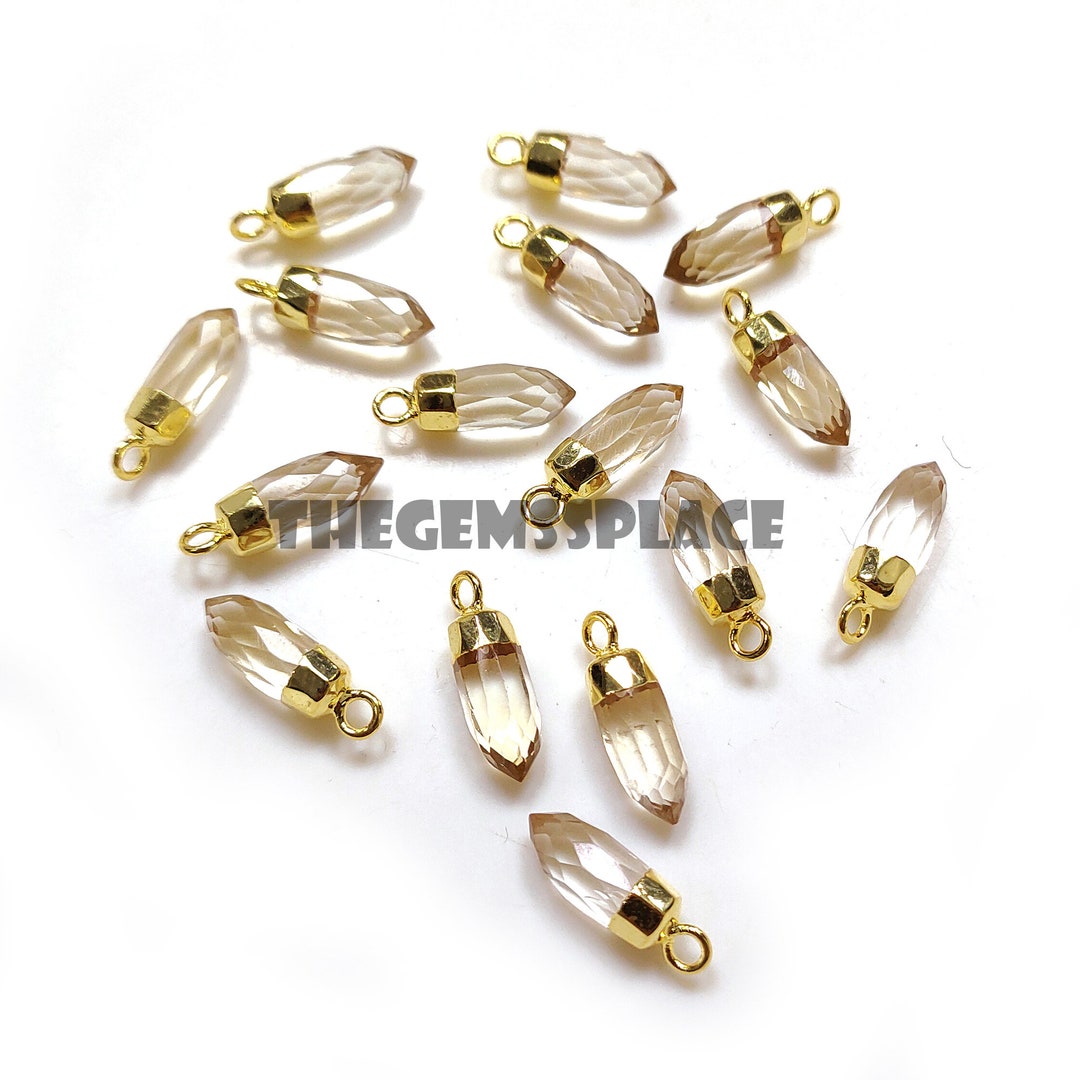 Natural Citrine Spike Connector, Pencil Shape Connector, Copper Charm ...