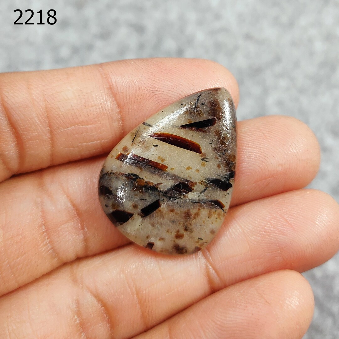 Shiny Astrophyllite Cabochon, Pear Shape Gemstone, Chakra Healing ...