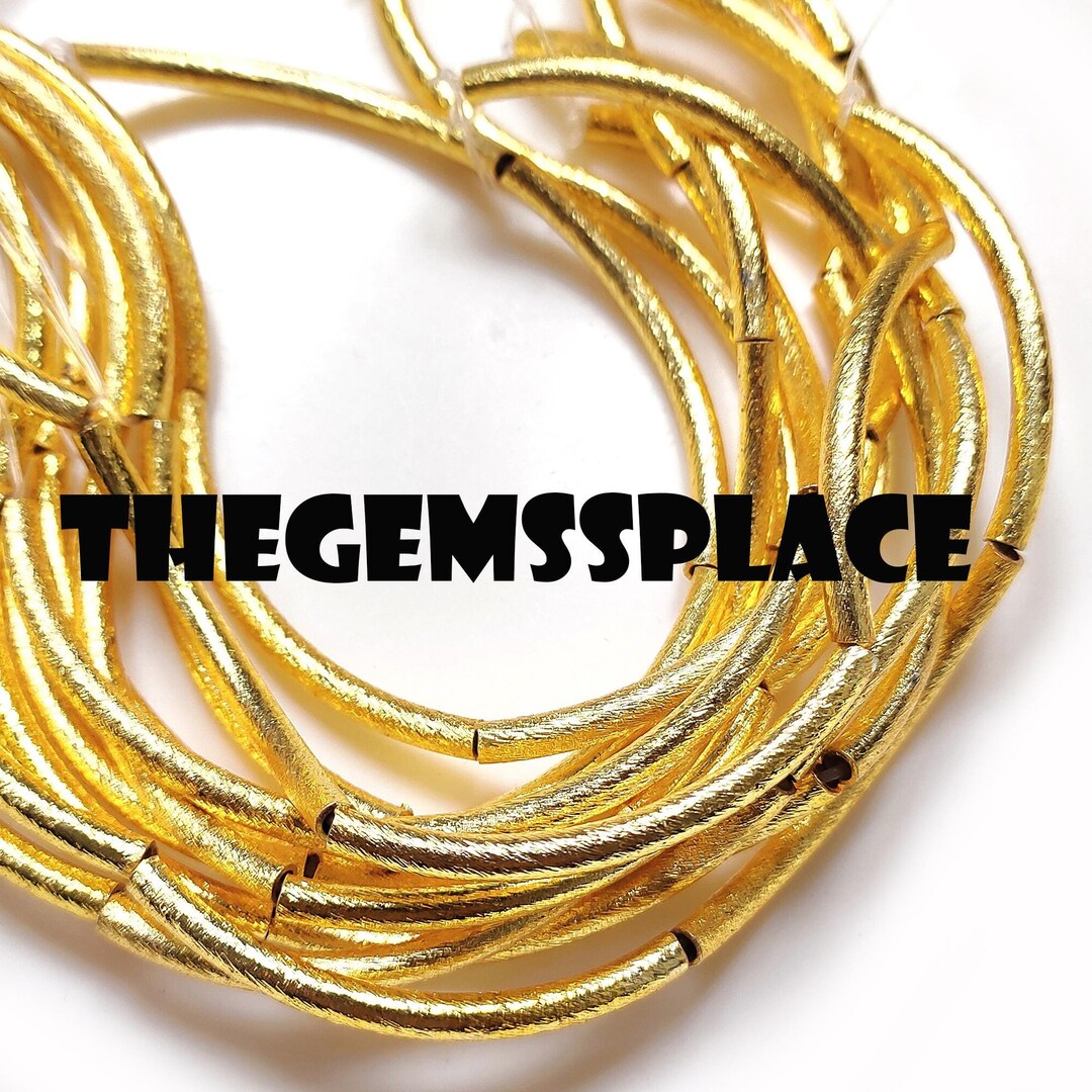 5 Pcs Metal Pipe Beads, 14K Gold Plated Brass Beads, DIY Jewelry Making ...