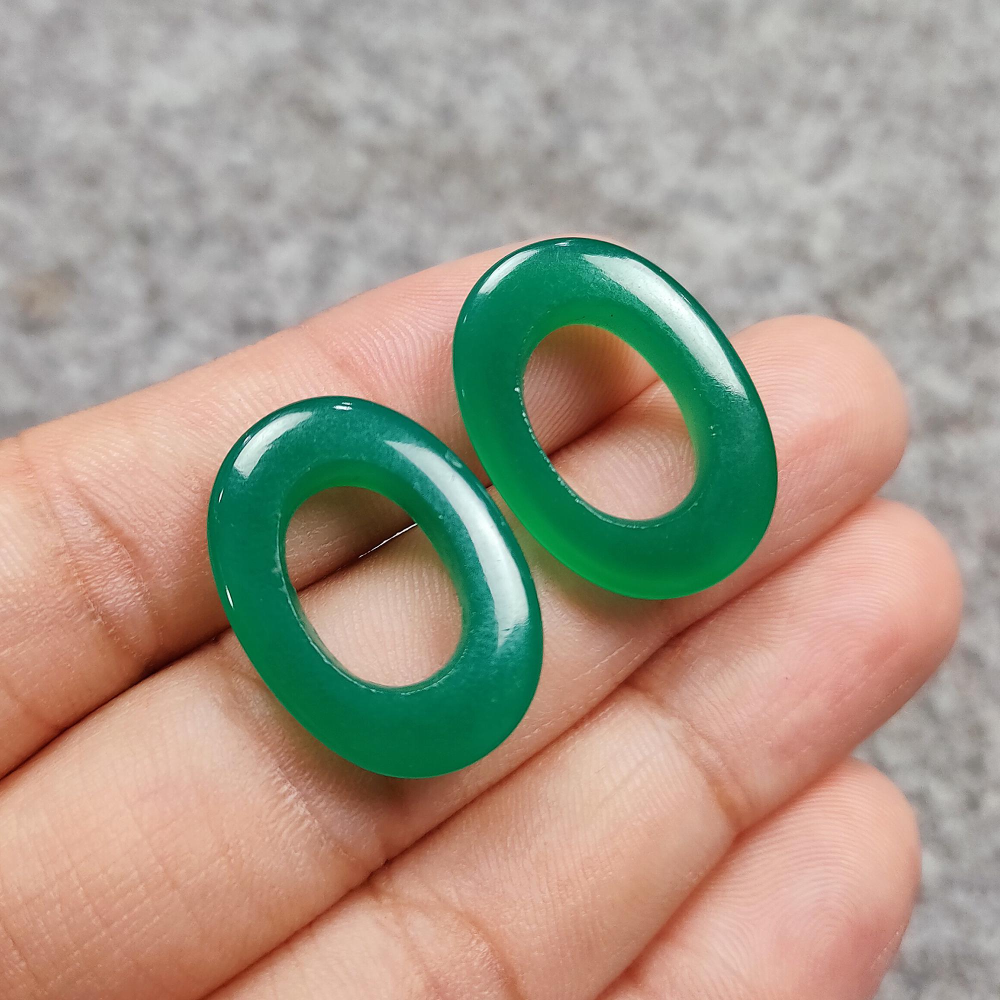 Green Onyx Gemstone Pair, Natural Oval Smooth Cabochons, Jewelry Making ...