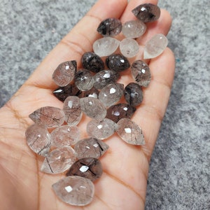 29 Pcs Natural Black Rutile Drop Shape Faceted Lot, Wholesale Gemstone ...