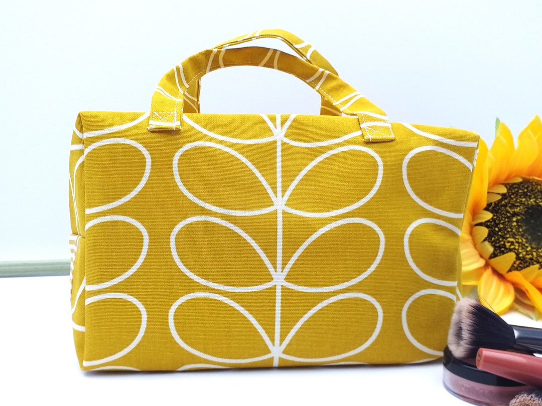 Gorgeous Yellow Orla Kiely Fabric Bag. Women's Handmade Cosmetic Bag ...
