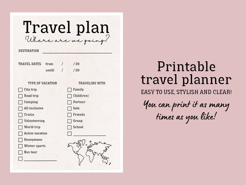 Printable Travel Planner Printable Trip Itinerary Planner - Etsy