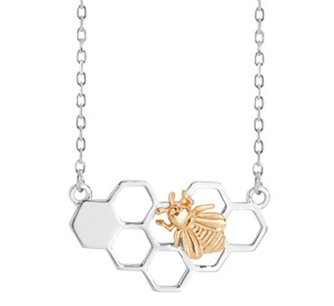Sterling Silver & 9ct Bee and Honeycomb Chain Necklace Chain - Etsy