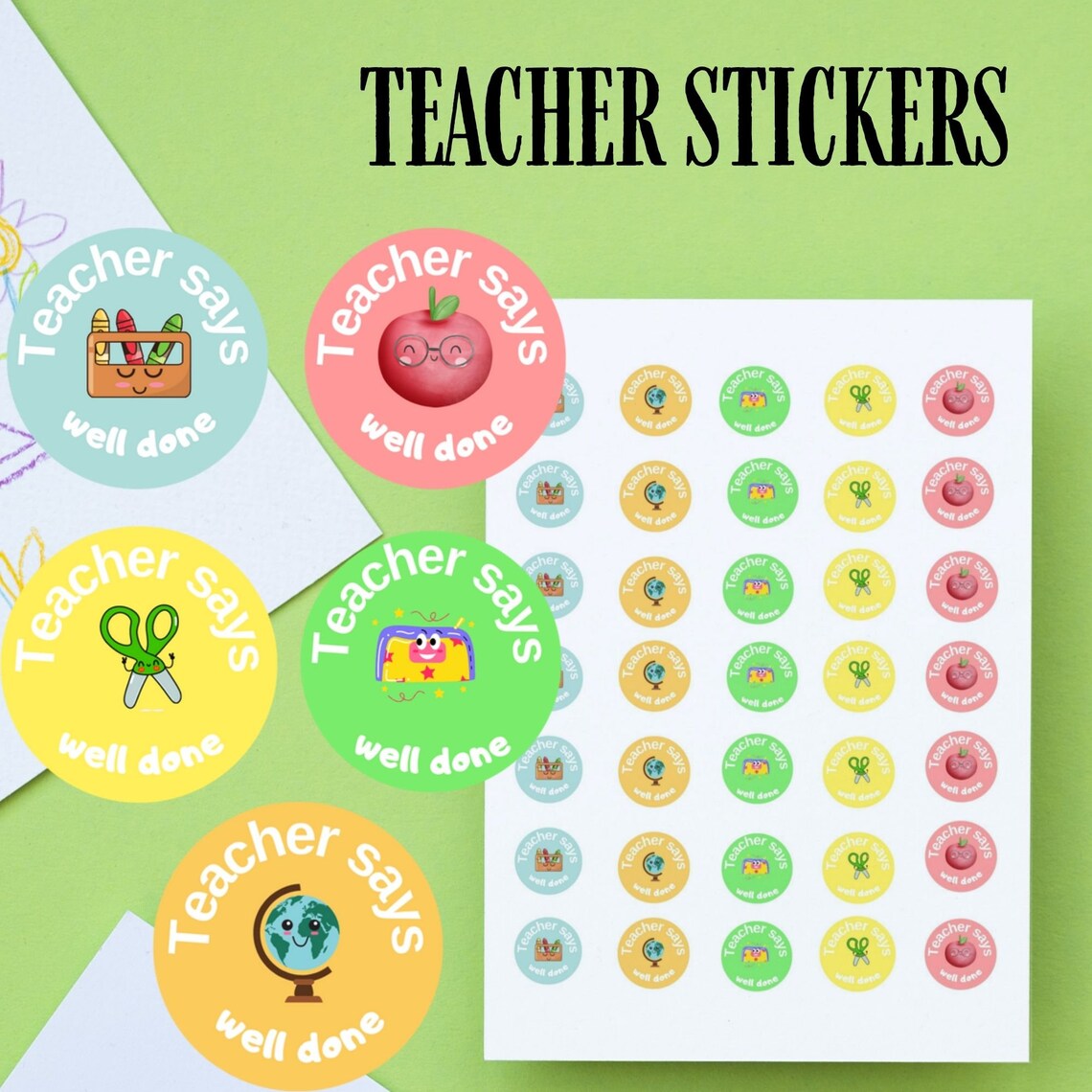 Colorful Teacher Digital Printable Stickers Teacher Digital - Etsy