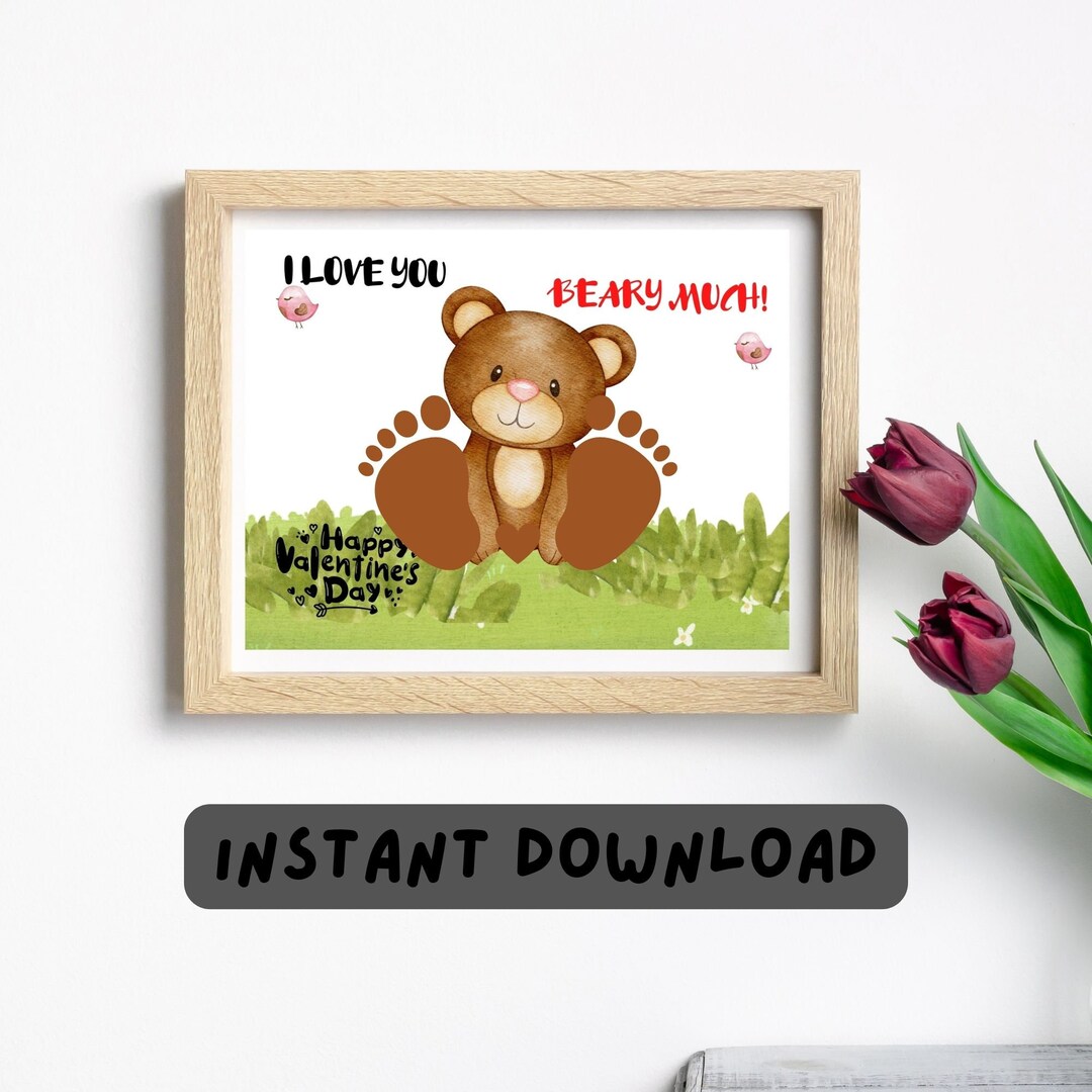 Valentine's Footprint Arti Love You BEARY Much Printable - Etsy