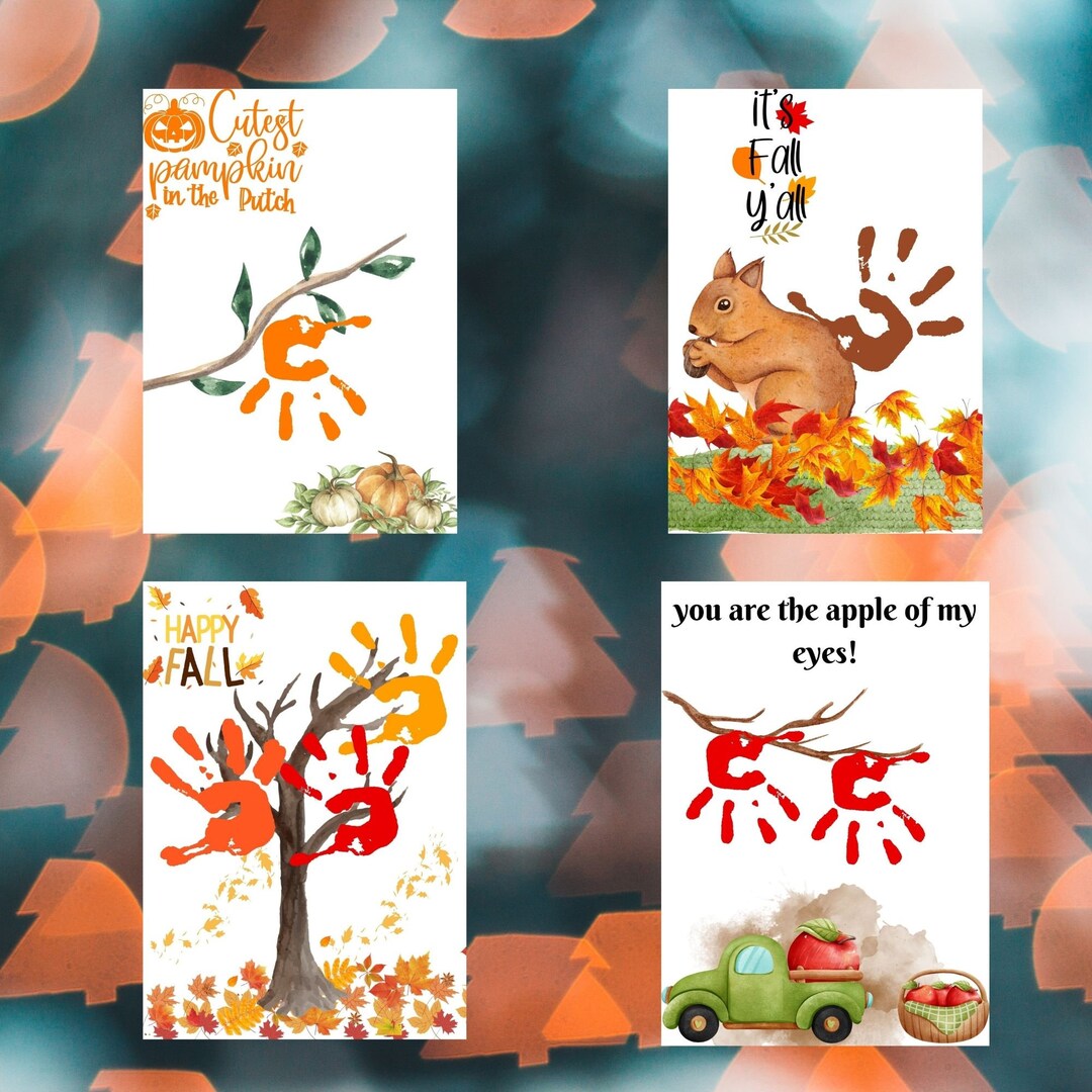 Fall-themed Handprint Art Kit,6 Design Fall Handprints,preschool and ...