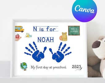 EDITABLE Back to School Apple Handprint Art First Day of - Etsy