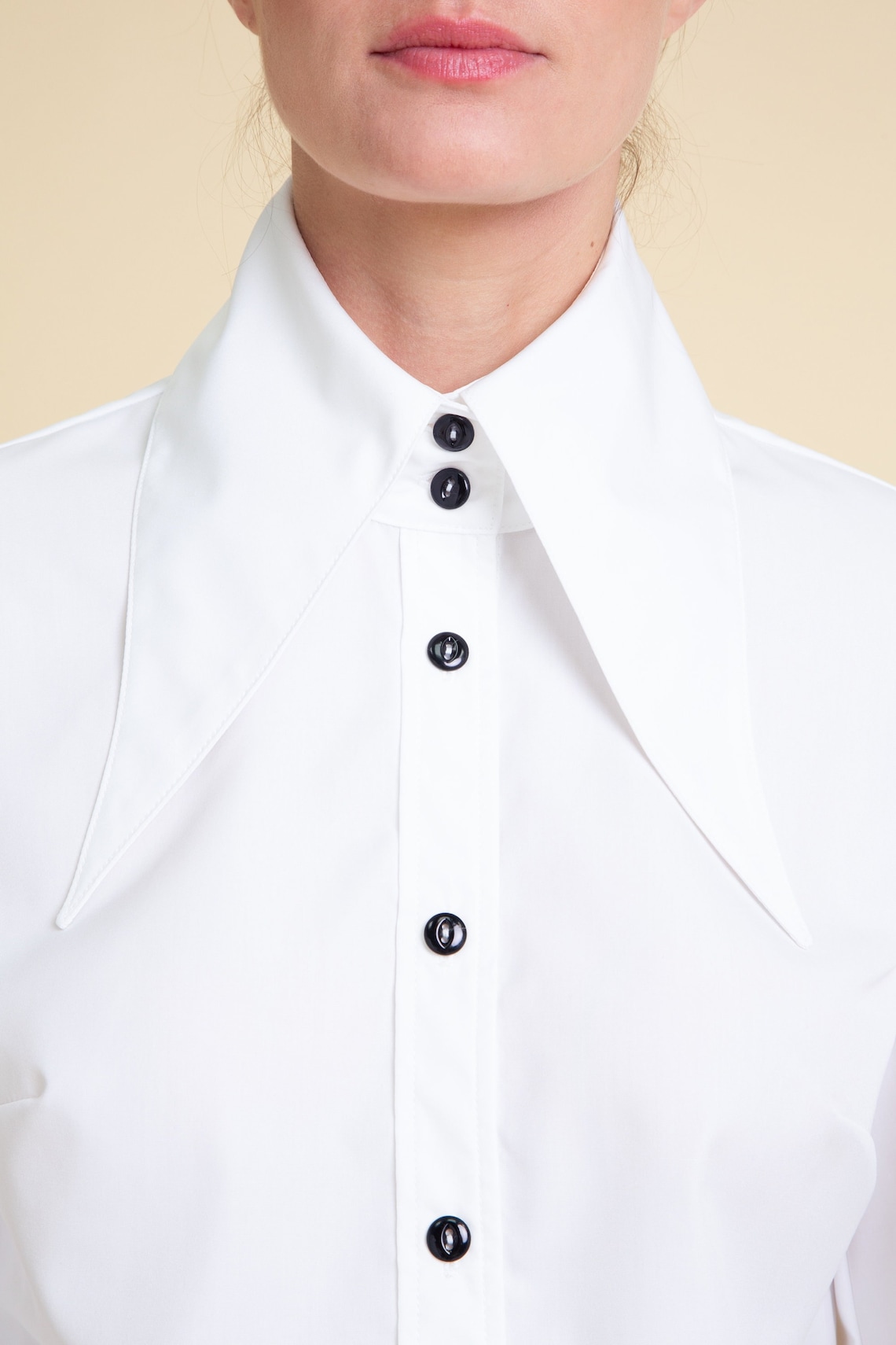 White Shirt Pointed Collar Blouse for Women,classic Blouse,cotton ...