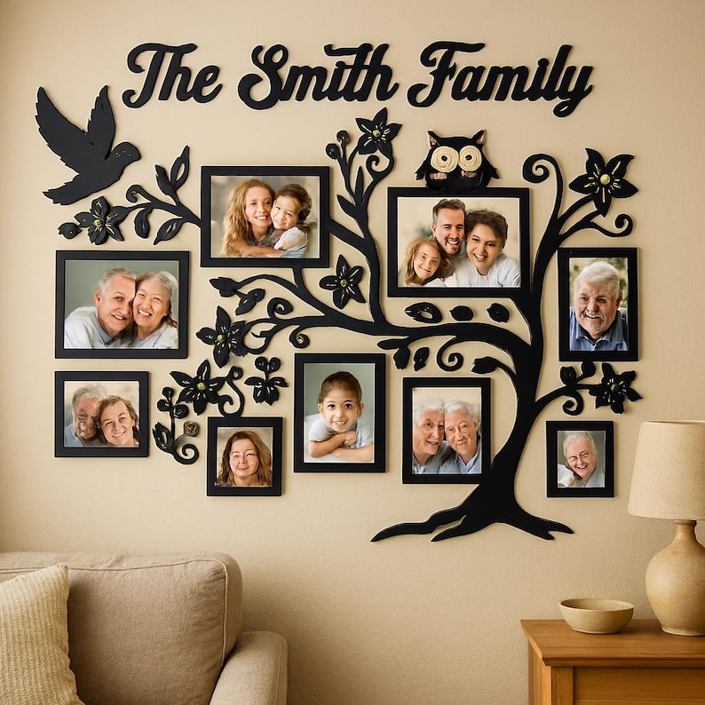 Laser Cut Family Tree Photo Frame Wall Art (digital File) - Etsy