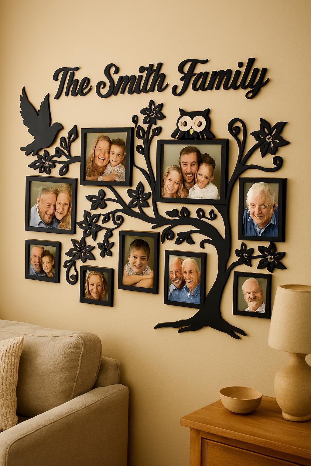 Laser Cut Family Tree Photo Frame Wall Art (digital File) - Etsy