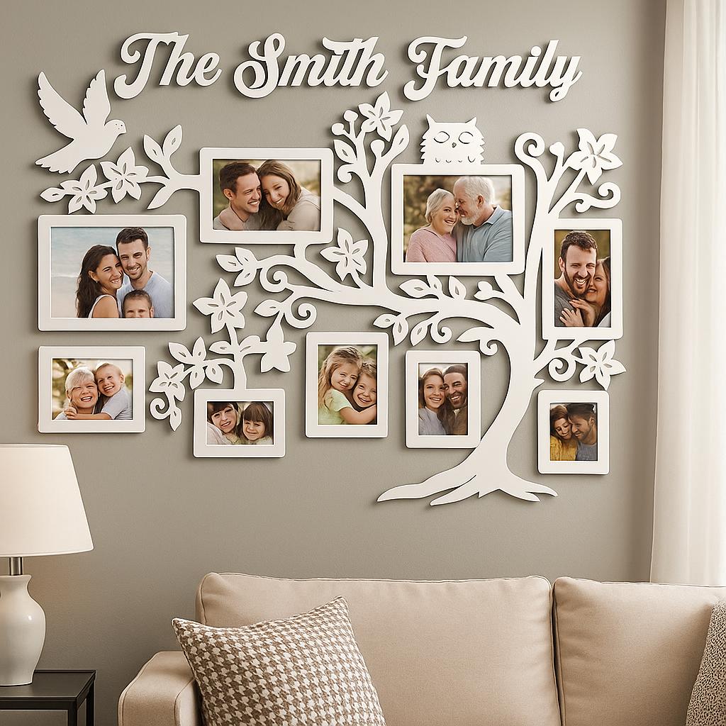 Laser Cut Family Tree Photo Frame Wall Art (digital File) - Etsy
