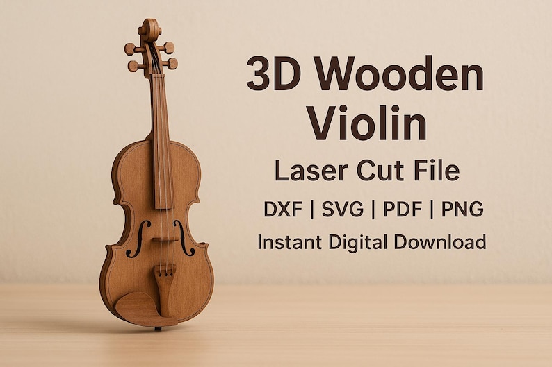 3D Wooden Violin Laser Cut File | DXF, SVG, PNG, Pdfdecorative Musical ...