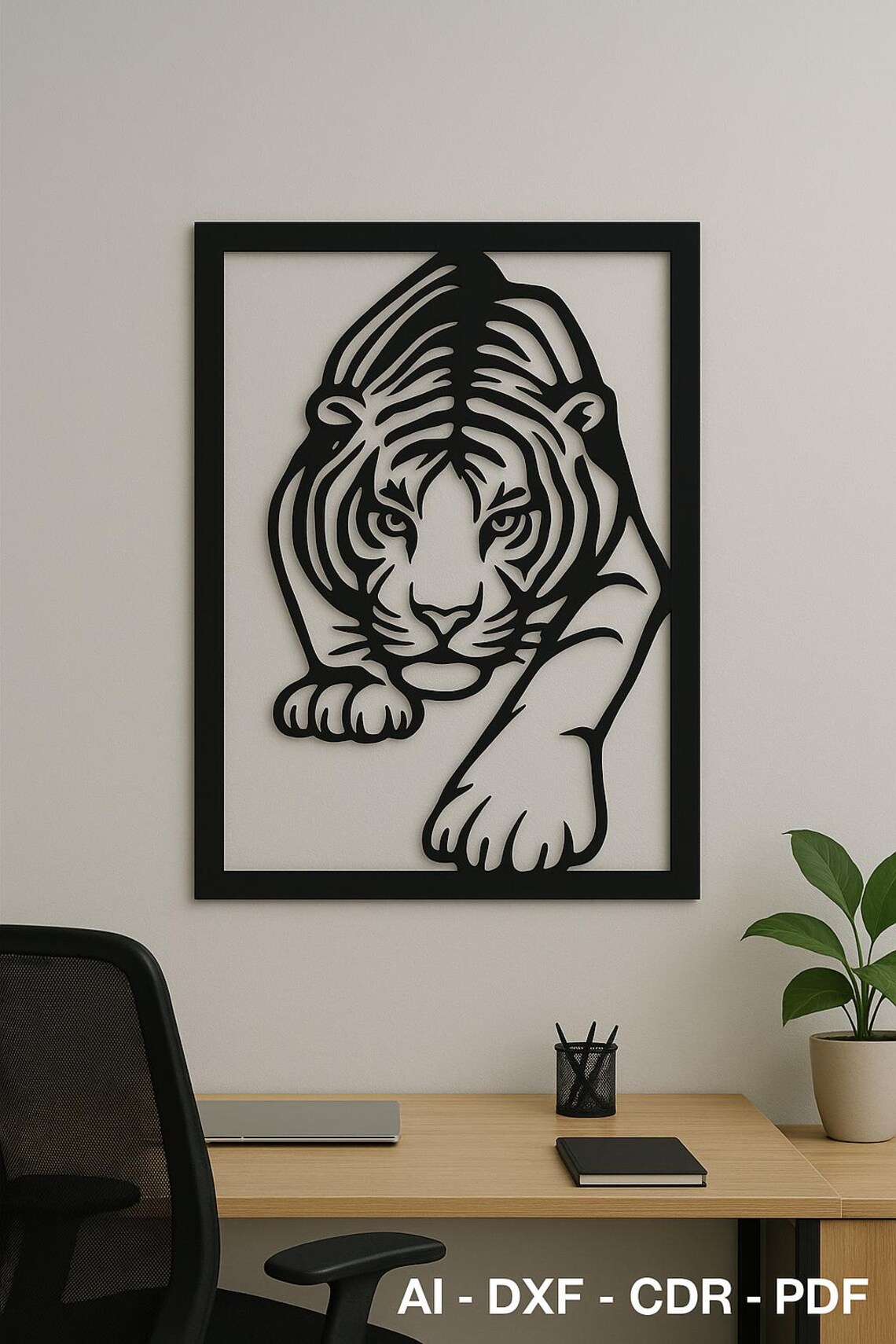 Tiger Wall Art Laser Cut File | Metal Wood Panel Design (digital ...