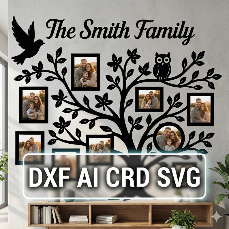 Family Tree SVG Bundle, Photo Frame Wall Art, Laser Cut Files for ...